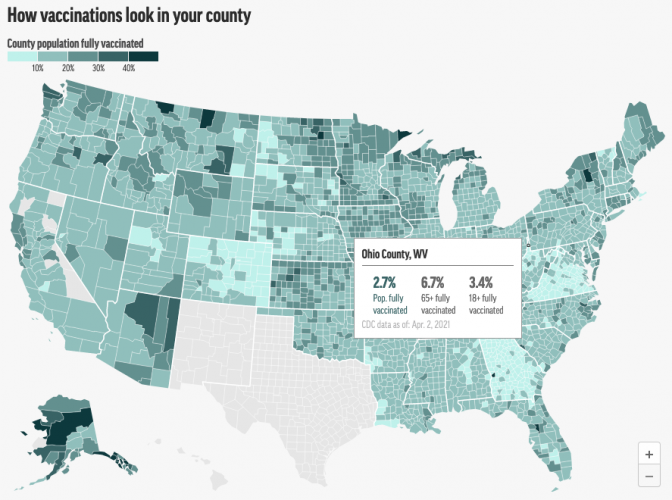 Interactive map shows county-by-county COVID-19 vaccination efforts ...